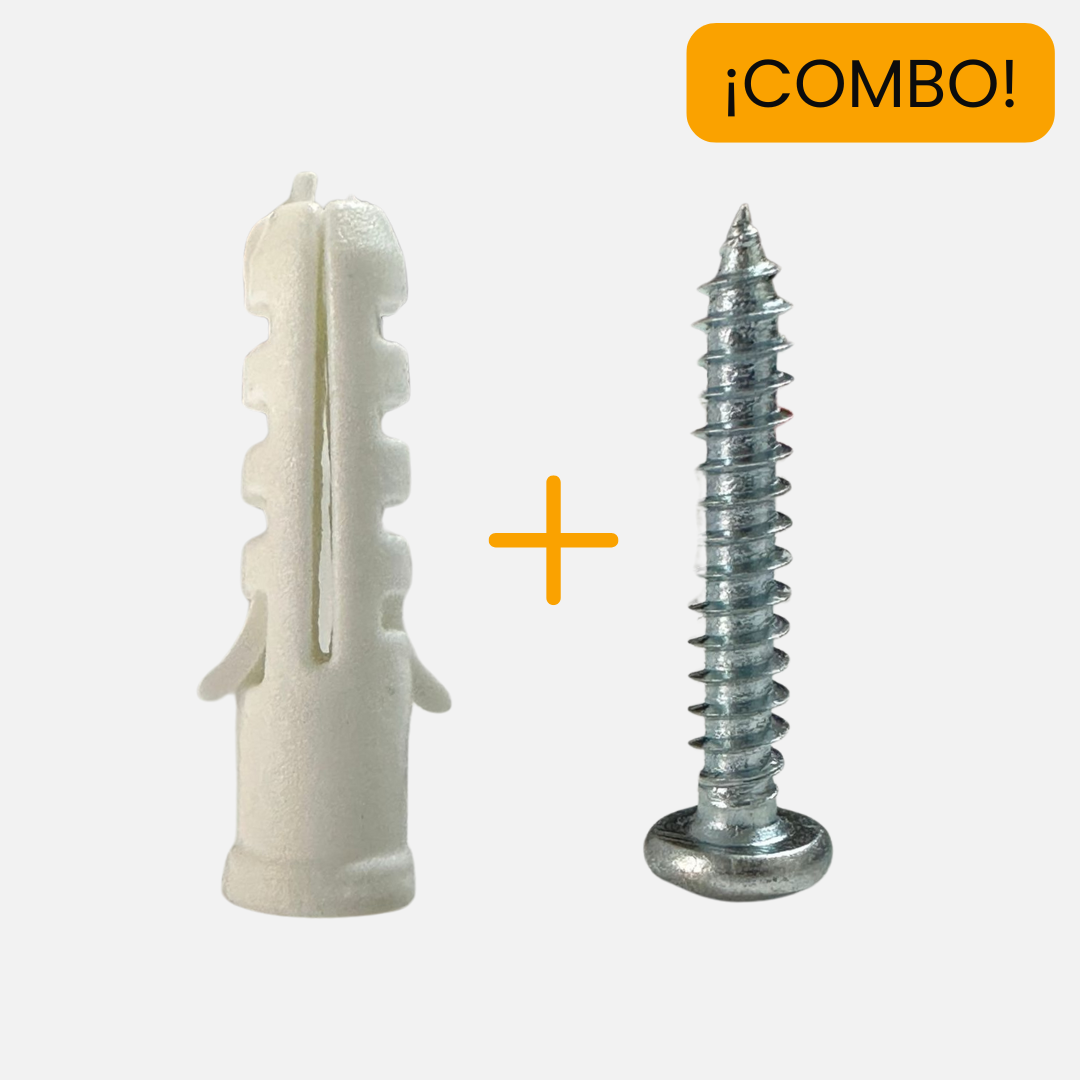 Combo Tornillo lamina pan 8 x 1 + Chazo plastico 1/4 – Sofalca